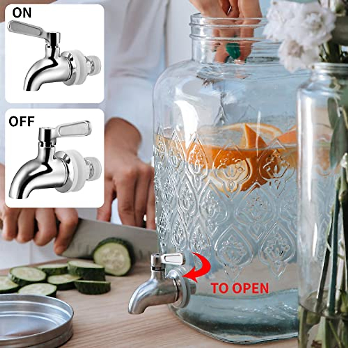MOLIGOU 2 Pack Beverage Dispenser Replacement Spigot, Stainless Steel Spigot for Drink Dispenser, Water Dispenser Replacement Spout, Fits 5/8 inch Opening