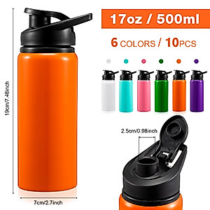 Gandeer 10 Pcs Aluminum Water Bottle 17 Oz Reusable Bike Snap Lid Metal Water Bottle Lightweight Portable Sports Leak Proof Gym for Travel Camping Hiking (Vivid Color)