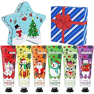 COYMOS Christmas Gifts for Women Hand Lotion Gift Set with Tin Box, Christmas Stocking Stuffers for Women Girls Mom, Travel Size Lotion for Dry Skin, 6 Natural Plant Fragrances