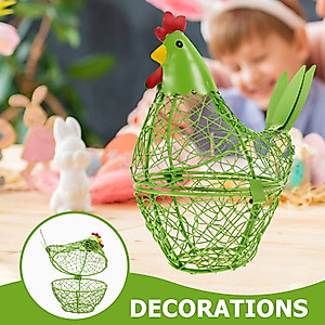 Amosfun Hen Egg Basket Farmhouse Eggs Baskets Metal Wire Egg Baskets Egg Basket Chicken Egg Wire Basket Egg Storage Basket Creative Egg Baskets Candy Bowl Iron Old Fashioned Dispenser