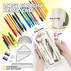 TOUCHCLOUD Large Capacity Pencil Case, Clear Handheld Multifunction Pencil Pouch Simple Stationery Bag Aesthetic Pen Bag for School Teen Girl Boy Office Adult