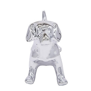 Nayothecorgi Beagle Dog Statue - Metallic Silver Standing Ceramic Dog Statue - Decorative Dog Sculpture for Garden or Home Décor - Beagle Dog Outdoor Statue - (11.5” x 7.0” x 4.5”)