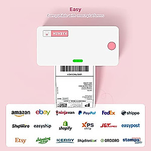 MUNBYN Pink Label Printer P941, Shipping Label Printer for Shipping Packages & Small Business, 4x6 Thermal Sticker Label Printer Compatible with Chrome, Mac Os, Windows