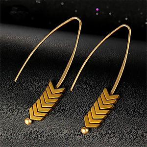 MengPa Boho Drop Earrings for Women Trendy Bohemian Dangle Earring Set Unique Arrow Fashion Jewelry Gold&Silver&Green 4577ABC