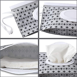 Baby Wipes Dispenser, On-The-Go Wipes Dispenser ,Portable Wet Reusable Refillable Wipe Holder Container for Diaper Bag Lightweight Travel Wipe Pouch Cases