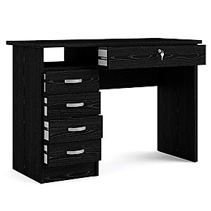 Tvilum Desk with 5 Drawers, Black Woodgrain