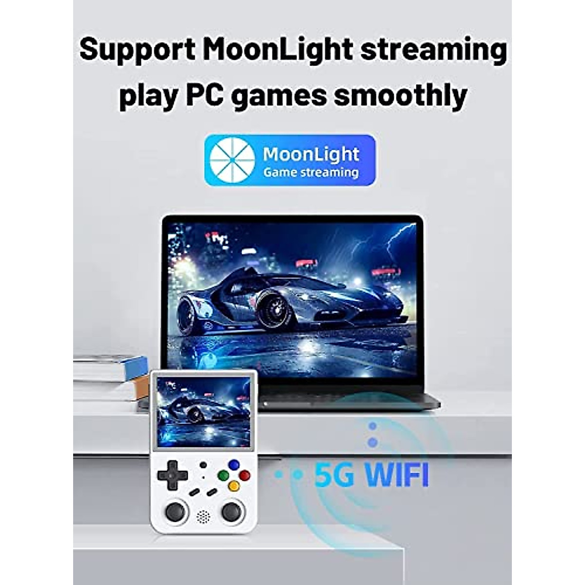 RG353V Handheld Game Console Support Dual OS Android 11+ Linux, 5G WiFi 4.2 Bluetooth RK3566 64BIT 64G TF Card 4450 Classic Games 3.5 Inch IPS Screen 3500mAh Battery (Anbernic RG353V White)