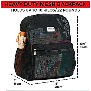 SHYLERO Mesh Backpack XXL (36L) - Lightweight Heavy-Duty Clear Backpack Made of Reinforced 3D Mesh - H19.6 xW15 xD7