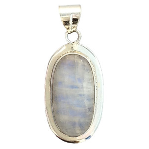 Moonstone 1.5" Healing Stone Sterling Silver Pendant (Thick Bezel)