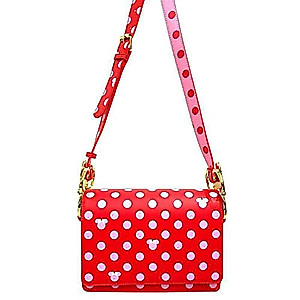 Loungefly Disney Minnie Mouse Pink Polka Dot Bow Strap Crossbody Purse Handbag