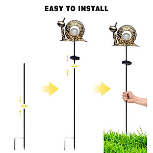 SEKKVY Solar Garden Lights Outdoor Decorative - 1 Pack, Metal Snail LED Stake Light Waterproof, Suitable for Pathway, Lawn, Patio, Yard(Warm White)