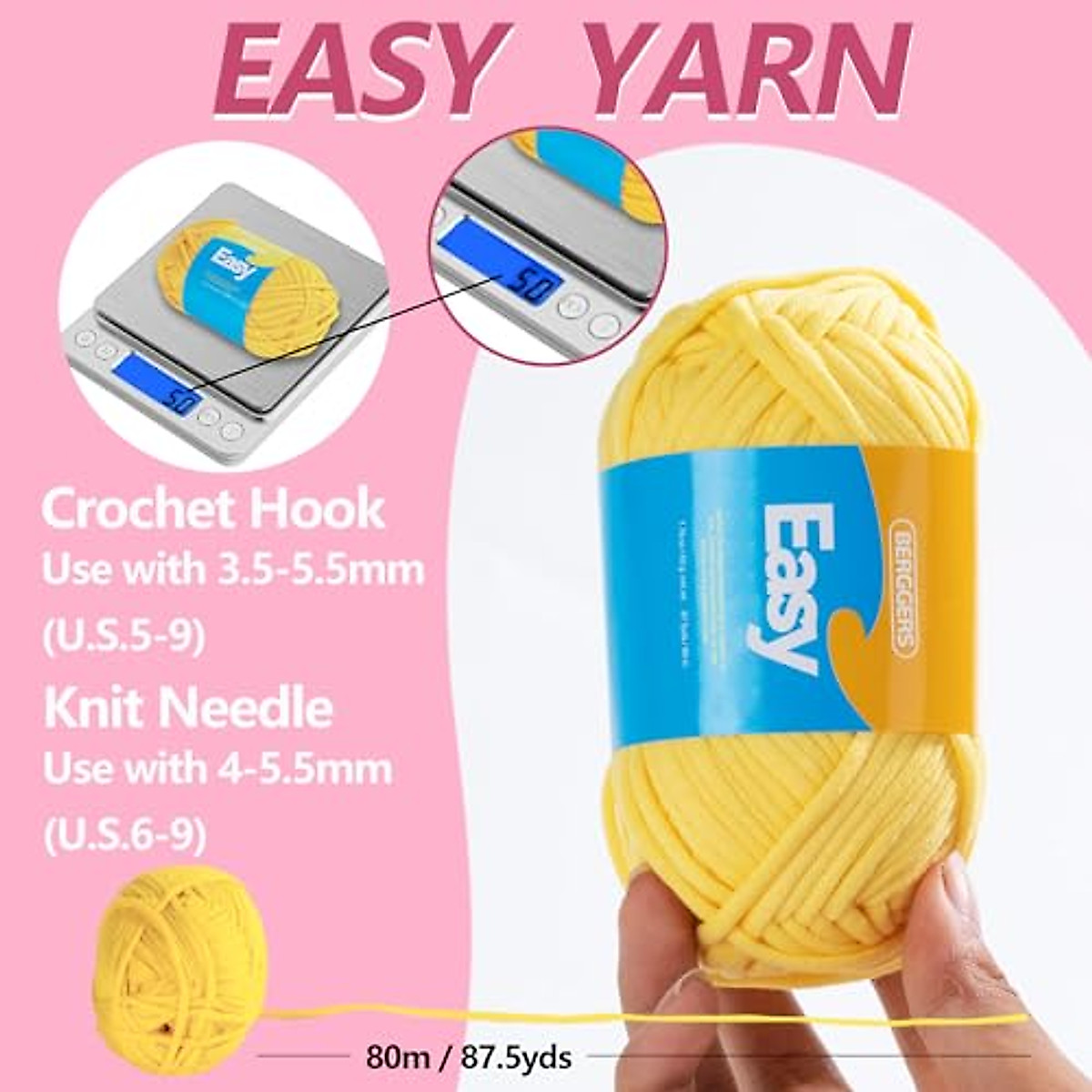 3 Pack Soft Amigurumi Yarn for Crocheting with Easy-to-See Stitches Chunky Yarn Bulk, Knitting & Crochet Supplies for Beginner to Crochet Amigurumi and Others (3x50g)-Green Yarn