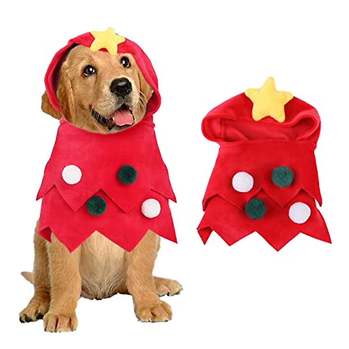 Christmas Pet Costume, Dog Cat Christmas Tree Costume Cat Christmas Hat Christmas Pet Costume Accessory for Christmas Decoration Pet Christmas Party Cosplay Supplies for Small Cats Dogs (Red)