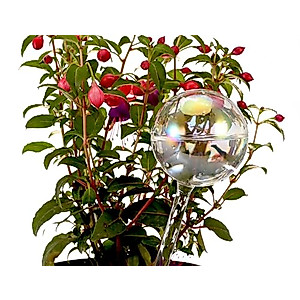 Ahhute 3 Pack Plant Watering Globes - Iridescent Rainbow Gradient Color Glass Watering Globes - Watering Bulbs for Outdoor Plants Indoor Plants - Plant Self Watering Devices