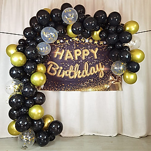 Black and Gold Balloons Garland 127 pcs Confetti Metallic Latex Balloons kit for Anniversary Birthday Christmas Graduation or Friend & Family Party Decorations.