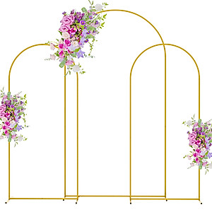 Asee'm Arch Backdrop Stand Set of 3 Gold Metal Arched Frame (7.2FT, 6FT, 6FT) for Wedding Parties Birthday Ceremony Graduation Anniversary Baby Shower Floral Background Decoration