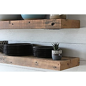 Urban Legacy Deep Floating Shelves | Reclaimed Chunky Wide Plank Barn Wood Shelves with Low Profile Brackets | High Weight Capacity