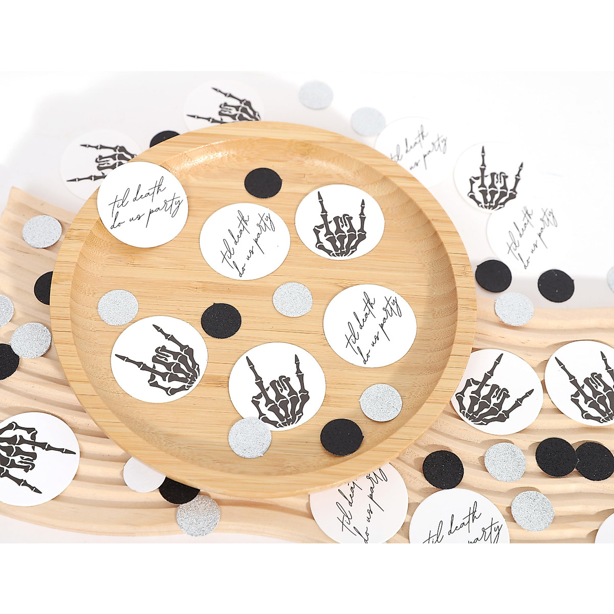 Til Death Do Us 180pcs Party Confetti - Bride or Die Bachelorette Party Decor,Gothic Wedding Decorations,Bachelorette Party Table Confetti With Dots,Halloween Carnival Party Photo Props