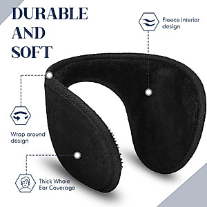 SATINIOR 2 Packs Fleece Earmuffs Winter for Men Women Ear Warmer Fleece Ear Muff Winter Accessory for Men Women Kids (Black,Medium)
