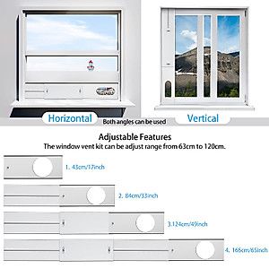 JTooloife Portable Air Conditioner Window Kit for AC Unit, Sliding AC Vent Kit Portable Window Slide Kit Plate Adjustable Length with Exhaust Hose Coupler(5.9 Inches)