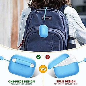 Fintie Case for AirPods Pro 2nd Generation (2022) / AirPods Pro 1st Generation (2019) - Protective Shockproof Silicone Skin Cover with Lanyard, Blue Glow in The Dark
