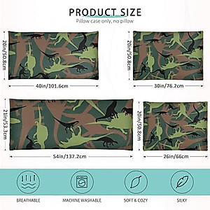 Dinosaur Camouflage Pillowcase for Hair and Skin Body Pillow Cover Body Pillow Case Queen Size 20"X 30" Body Pillow Case Cover with Zipper for Women