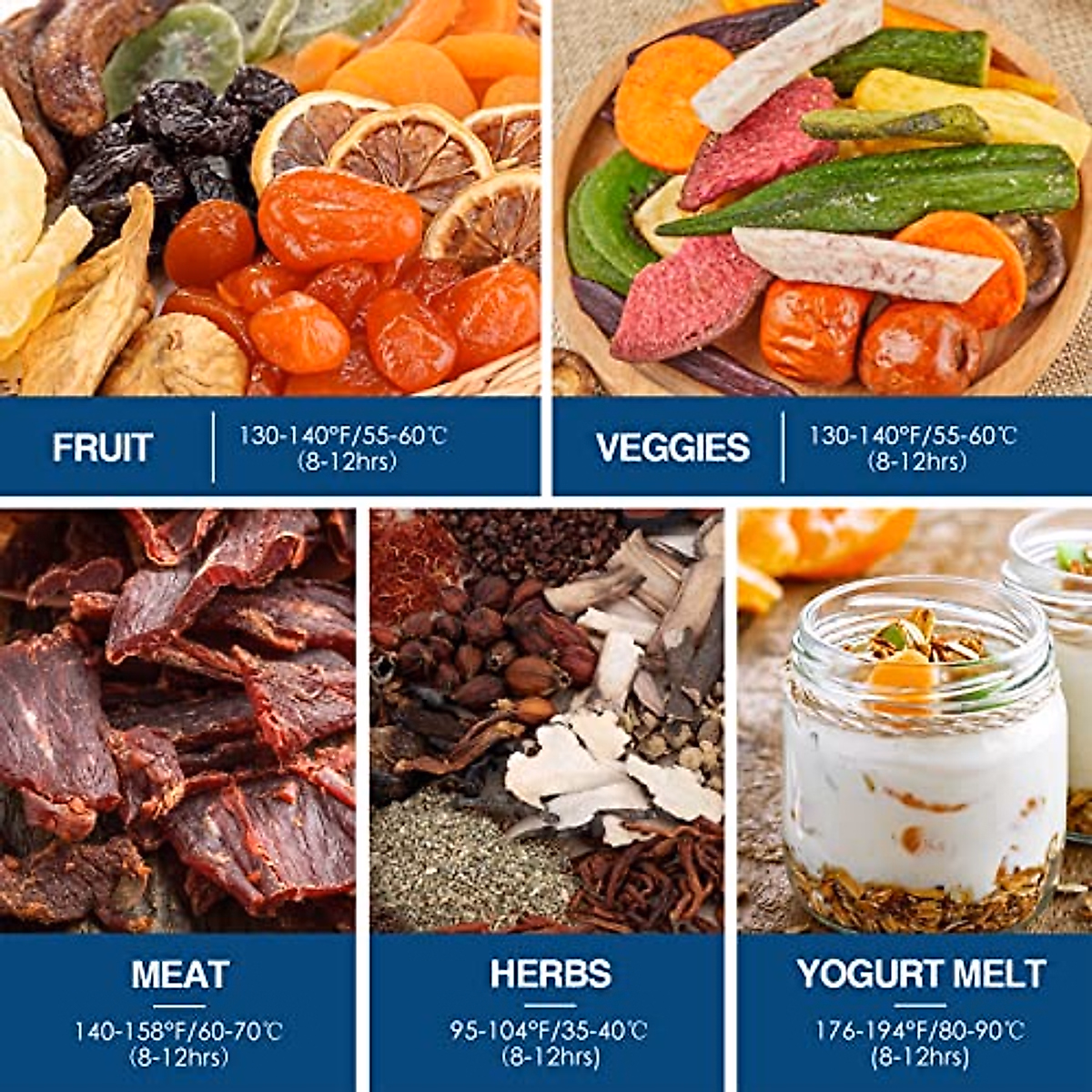 KITIDEA Food Dehydrator, 9 Stainless Steel Trays Dehydrator for Food and Jerky, Herbs, Veggies, Fruits, 1000W Electric Food Dryer Machine with Digital Temperature and Timer, Recipe Book Included