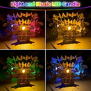 Vocavi Musical Birthday Pop-Up Card with Light & Blowable Candle, 3D Funny Birthday Card with Song 'HAPPY', Applause Cheers Sound Effect, Birthday Gift Greeting Cards for Kids Men and Women