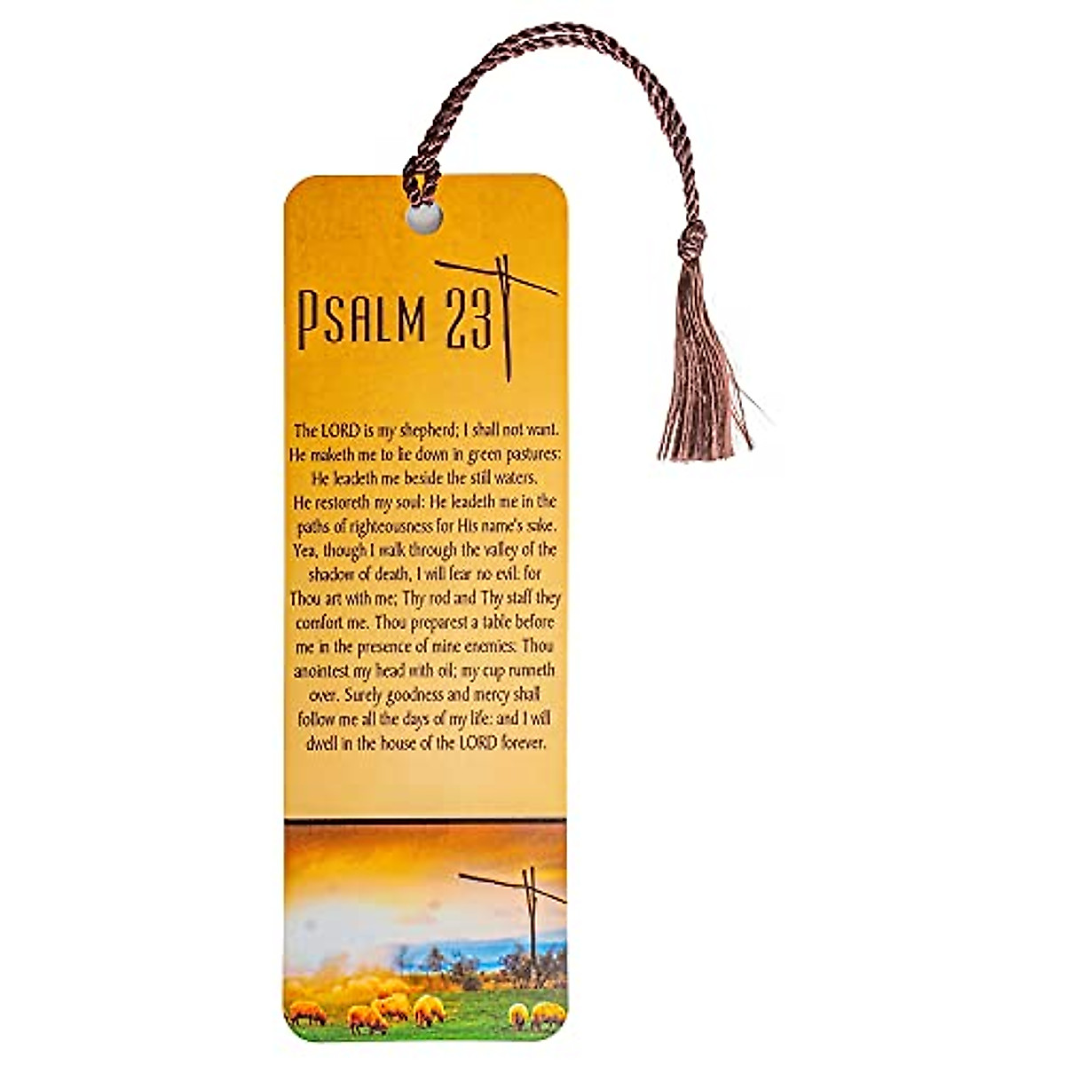 Psalm 23 Cross Sheep Golden Pasture Cardstock Tassel Bookmarks, Pack of 12