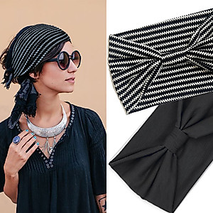 IVARYSS Wide Headbands for Women, Boho Knotted Head Wraps Turbans, Large African Style Head Bands Hair Accessories, 6 Pack