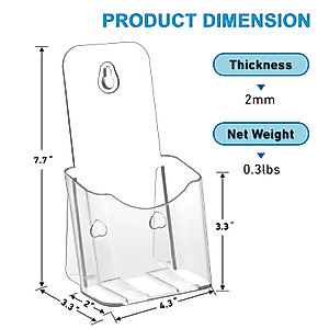 xydstay Acrylic Brochure Holder 4x9 Inches Slant Back Design, Clear Display Stand, Plastic Table Stand Sign Holder,Pamphlet Holder Flyer Holder, Acrylic Display Stand, Acrylic Table Signs Plastic Paper Holder for Office, Home, Store, 2 Pack