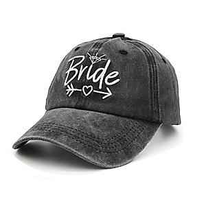LOKIDVE Bride Baseball Cap Embroidered Washed Cotton Denim Hat for Wedding Party Black