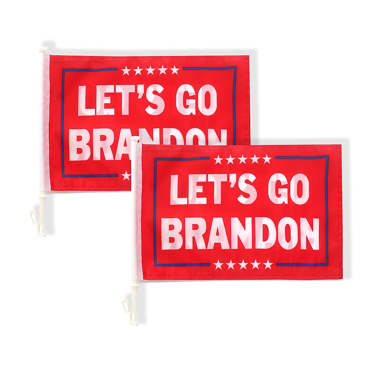 2 Pack Car Flags, Lets Go Brandon Flag Car Flag Outdoor and Car Flag Pole, Car Logo Window Clip Can be Clipped to Most Windows 14 inch Flag Pole and 16 x 10 inch Double Sided Flag