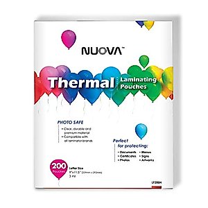 Nuova Premium Thermal Laminating Pouches, 9" x 11.5"/Letter Size/3 mil, 200 Pack (LP200H)