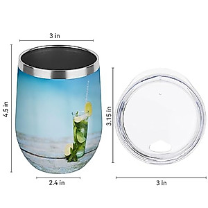silichee 12 Oz Stainless Steel Wine Tumbler with Lid Cocktail Glasses Pool Beach Side Mojito Insulated Tumblers Vacuum Coffee Mugs for Hot and Cold Wine,Drinks,Coffee