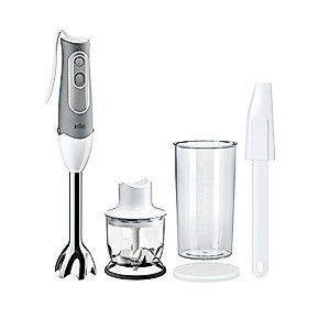 Braun MultiQuick 5 Maker and Hand Blender Patented Technology - Powerful 350 Watt - Dual Speed - Includes Beaker, Whisk, 2-Cup Chopper, Silicon Baby Food Freezer Tray, Spatula