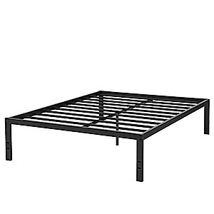 PrimaSleep 18 Inch Tall Metal Bed Frame/Dura Steel Slat/Anti-Slip Support/No Box Spring Needed, Queen, Black