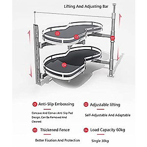 Blind Corner Cabinet Pull Out Organizer with Soft-Close 2 Tiers Swing Tray Corner Cabinet Lazy Susan for 36inch Corner Cabinet Blind Shelf,Left Open