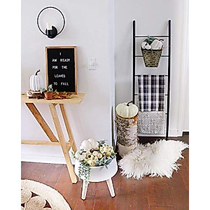 Blanket Ladder - Modern Rustic Decorative Metal Leaning Ladder Rack - 5 ft Tall Towel Drying and Display Rack, Quilt and Blanket Display Ladder