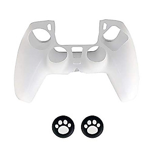 Paesteffe Silicone Case Cover Skin for Sony PS5 DualSense Controller with Thumb Grips (Black)