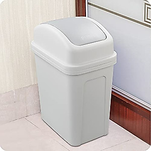 Vababa 3-Pack 4 Gallon Plastic Trash Can with Swing Lid, Swing-Top Waste Can, Gray