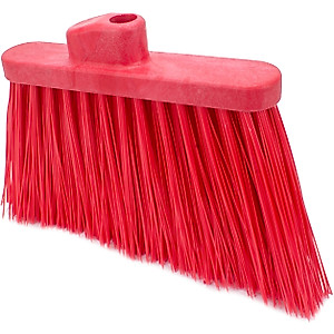 SPARTA Plastic Broom Head, Angled, Un-Flagged for Large Debris Indoor, Outdoor, Home, Restaurant, Lobby, Office, 12 Inches, Red