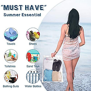 Clear bags for clothes storage, toys, snack bags and food saver, beach bag travel organizer - 5 gallon ziplock bags - sealable zipper and slider jumbo baggies - Extra large ziplock bag - {Pack of 5}