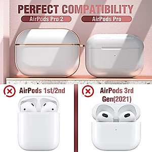 Maxjoy for Airpods Pro 2nd Generation/1st Generation Case Cover, Hard AirPod Pro 2 Case for Women Men Cute Protective iPod Pro 2 Case with Keychain for Airpods Pro (2023/2022/2019), White