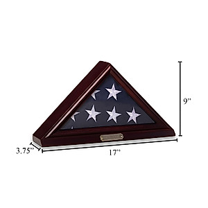 Bey-Berk Custom Personalized Solid Wood Triangle Glass Front Flag Display Case, Holds 3ft by 5ft Flag, Not Suitable for Burial or Memorial Flag (Mahogany) (Mahogany)