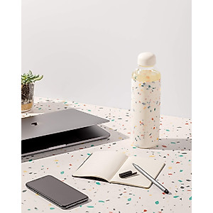 W&P Porter Glass Water Bottle w/ Protective Silicone Sleeve | Terazzo Cream 20 Ounces | On-the-Go | Reusable Bottle for Coffee, Tea and Water | Portable