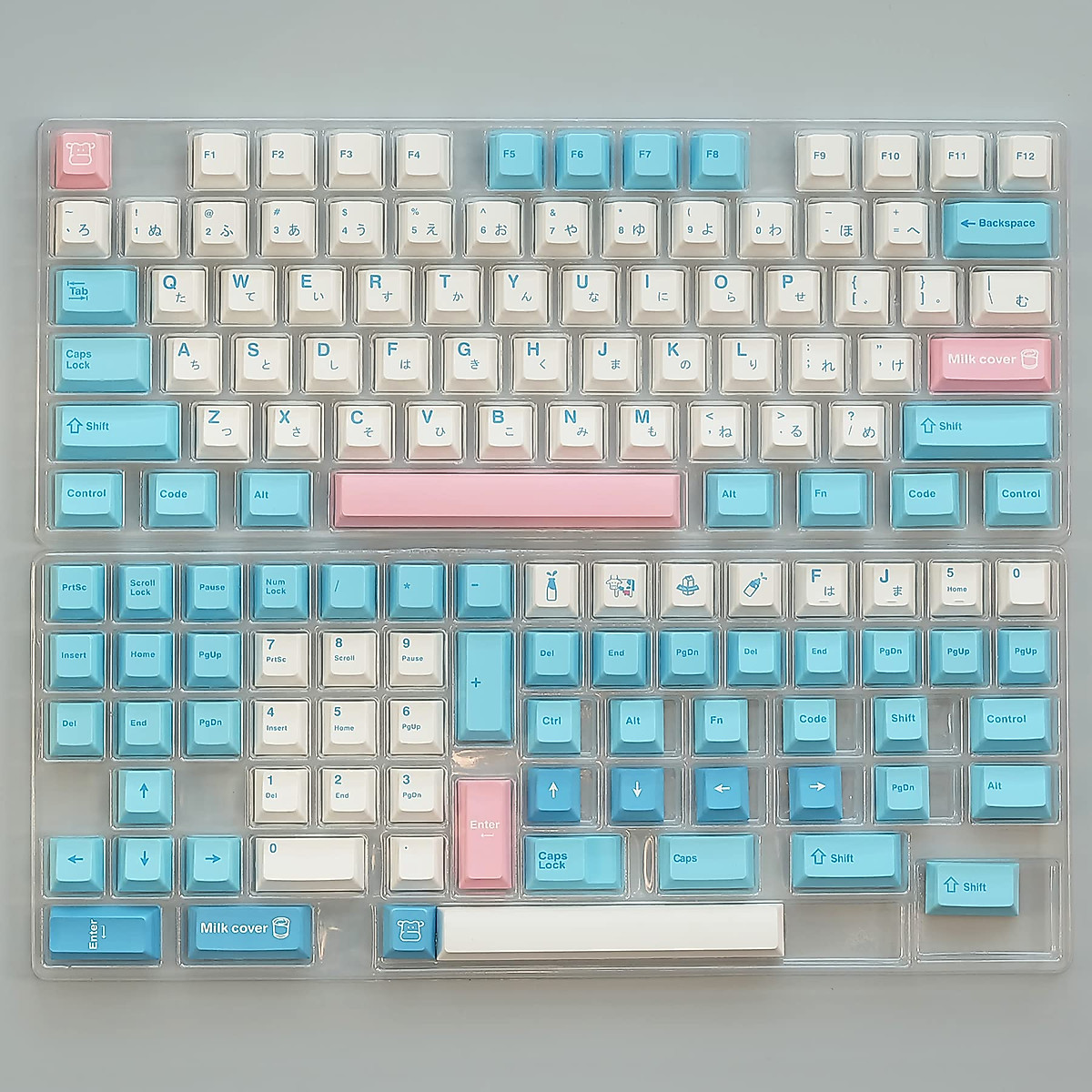 TOkey PBT keycap Cherry Profile 142 Key Dye Sublimation ANSI Layout Keycap for Mechanical Gaming Keyboard Cherry MX Switch (Milk Cover)