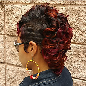Naseily Short Black and Burgundy Wig Short Curly 2 Tones Synthetic Wigs For Black Women Natural Short Hair Wig (9512-hb)