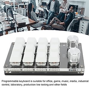 One Handed Macro Mechanical Keyboard, Portable Multifunctional One Handed Mechanical Gaming Keypad with 12 Fully Programmable Keys & Knob, for Windows, for Linux, for Vista, for OS X(White)