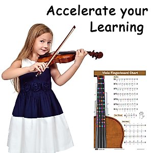 Viola Fingering Chart with Color-Coded Notes, Viola Scales Techniques Suitable for All Levels, Made in the USA